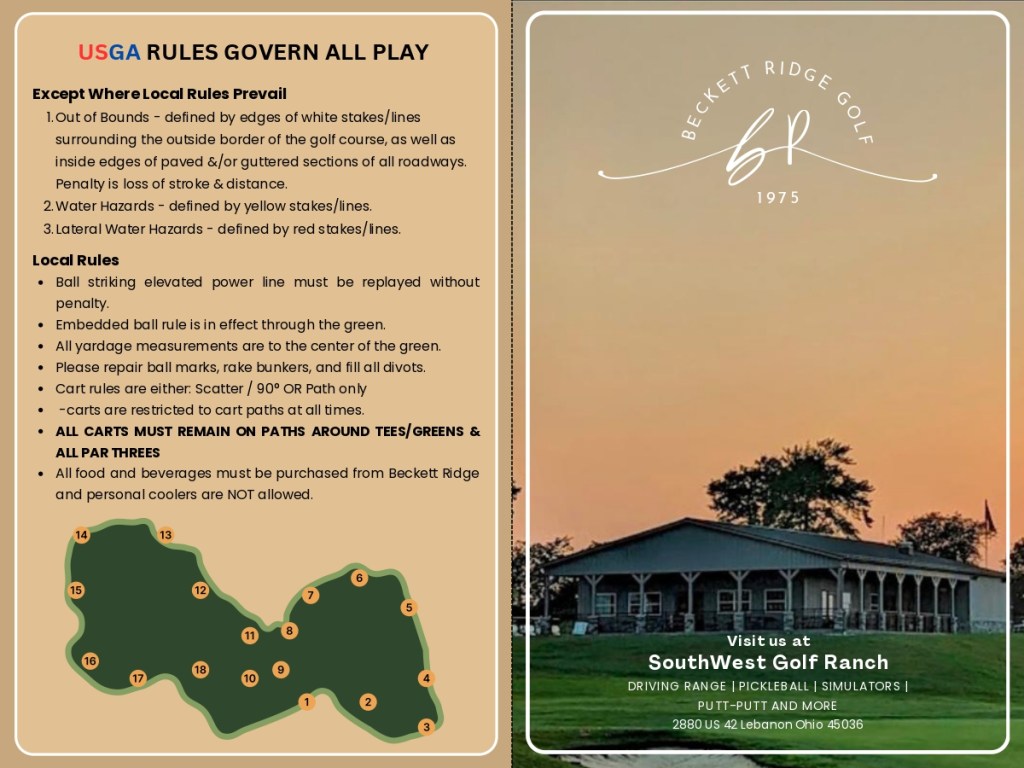 Scorecard - Beckett Ridge Country Club